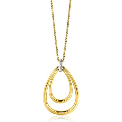 70cm ZINZI gold plated zilveren ketting met luxe ovale hanger 45mm ...