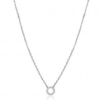 ZINZI zilveren ketting met open rondje (7,5mm) bezet met witte zirconia ...