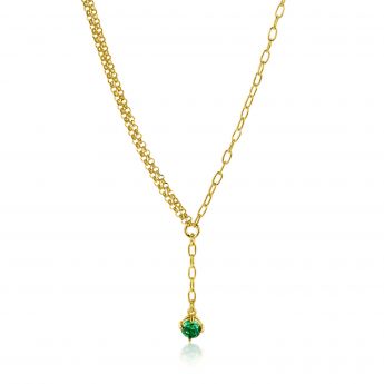 ZINZI gold plated zilveren Y-collier met subtiele schakels, bungelend ...