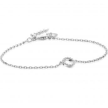 ZINZI zilveren armband met open rondje (7,5mm) bezet met witte zirconia ...